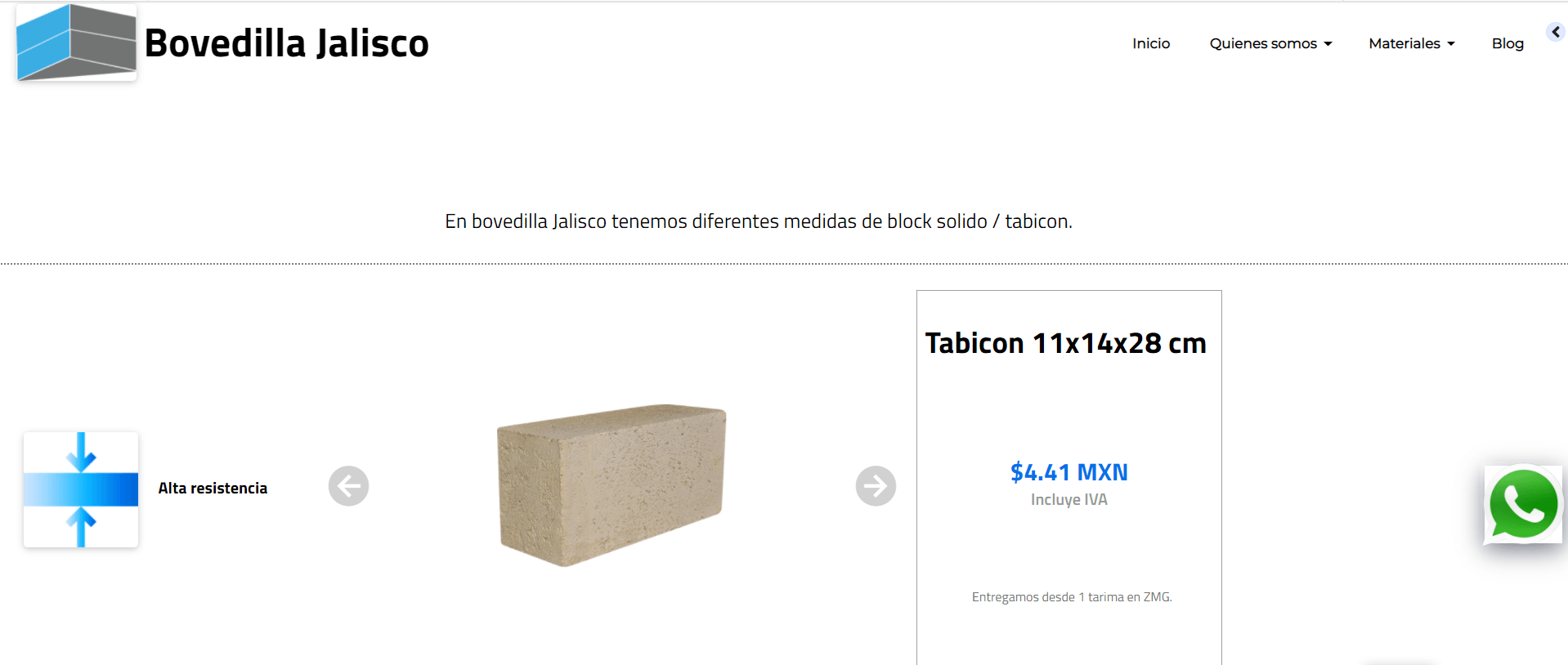 Bovedilla Jalisco | Block solido / Tabicon 11x14x28 cm